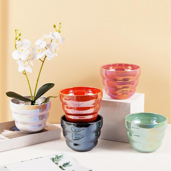 Colorful Ceramic Flower Pot Planter Succulent Pot Indoor Decorations ...