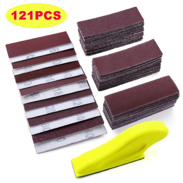 121PCS Tool Set 40/80/120/180/240/400/600Grit Sandpaper + Hand Rest ...