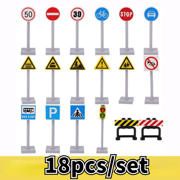 building blocks urban road traffic signs signage pavement speed limit ...