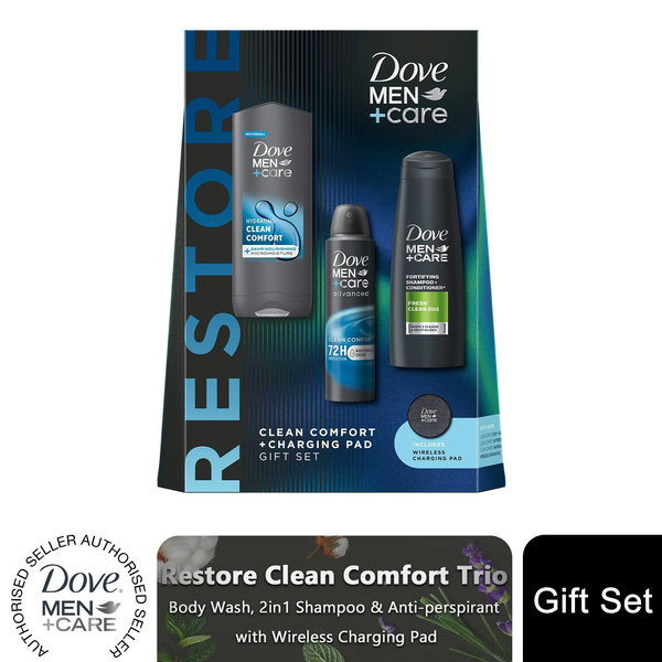 Dove Men+Care Restore Clean Comfort Bath & Body Gift Set for Him w ...