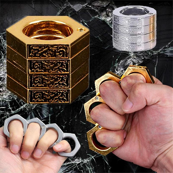 New Hexagon Circular Stone Wash Stainless Steel Folding Knucks ...
