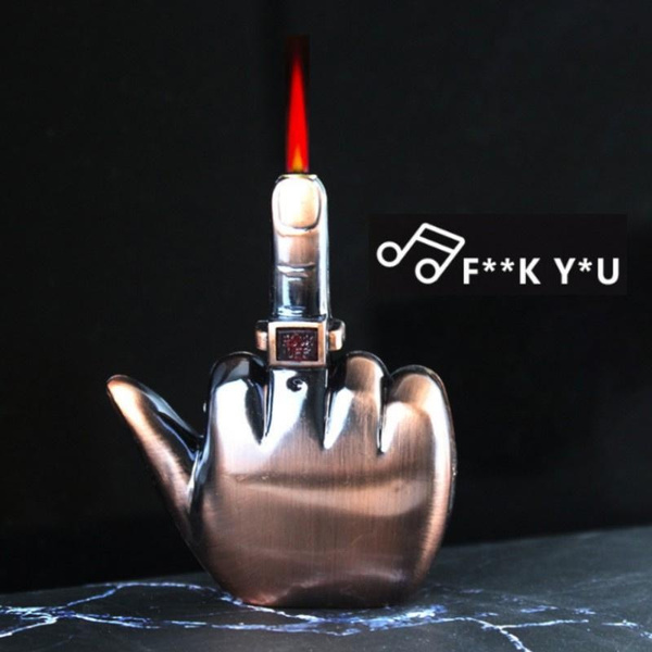 Middle Finger Turbine Torch Lighter Straight Flame Refillable Gas ...