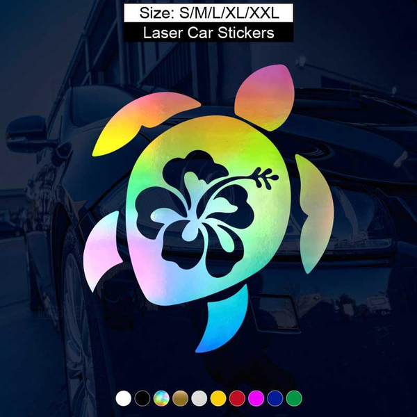 1PC sea turtle Auto Window Sticker Flower Reflective Car Stickers ...