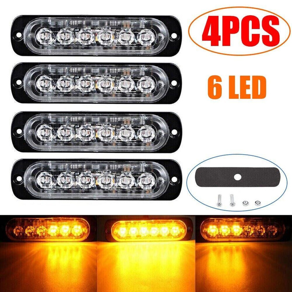4x 6 LED Amber Recovery Lightbar Lamp Truck Beacon Light | Wish