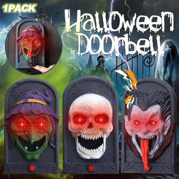 Animated Evil Witch Door Bell Halloween Electric Doorbell Eye Light ...