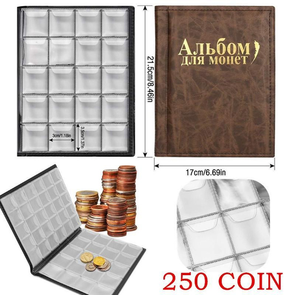 250 Sheets Coin Holder Coin Album Portable Album Coin Penny Money ...