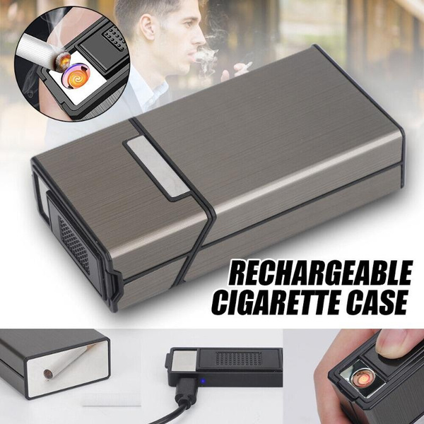 Aluminum Cigarette Case USB Plasma Lighter Tobacco Holder Storage ...