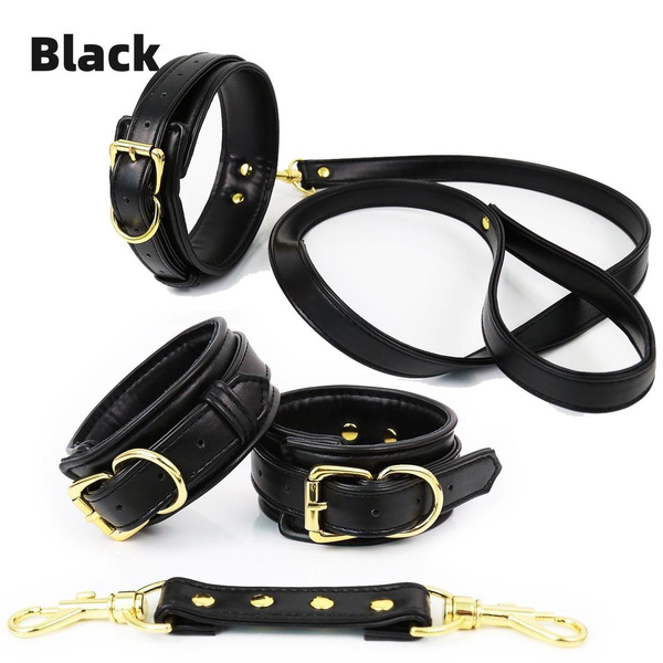 BDSM Games Kit-Handcuff+Collar with Towing Rope Restraints Bondage Toy ...