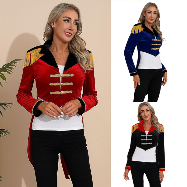 Women's Victorian Steampunk Tailcoat Ringmaster Circus Show Blazer ...