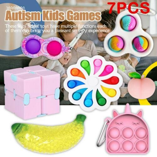 7 Pack Sensory Simple Fidget Toys Set Stress Relief ADHD Autism Kids ...
