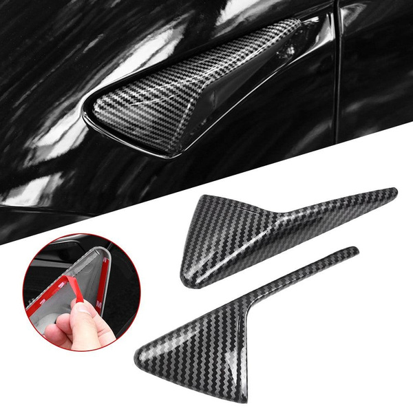 2Pcs Car Side Camera Protection Cover Carbon Fiber Fender Trim Cover ...