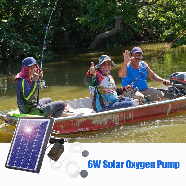 6W Solar Oxygen Pump Fish Tank Oxygenator Aquarium Oxygen Aerator Air ...