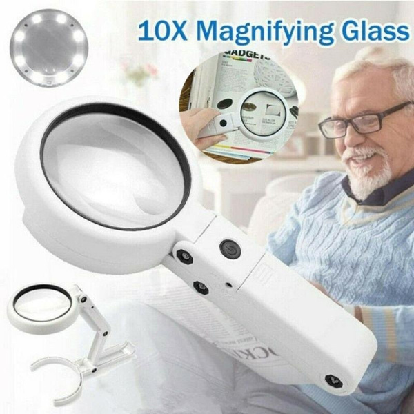 Handheld Magnifier Illuminated Desktop Magnifying Glasses with 8 LED ...