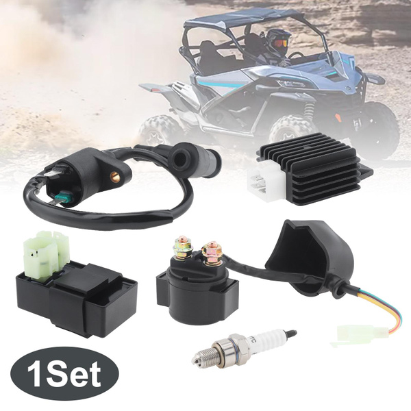GY6 AC CDI Ignition Coil Voltage Regulator Relay Rectifier Spark plug ...