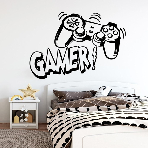 Carved Gamer Vinyl Wall Sticker Game Room For Kids Room Decoration Wall ...