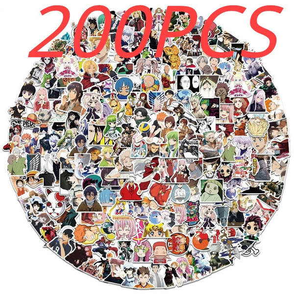 200Pcs/Set Mixed Anime Stickers, PVC Waterproof Cartoon sticker DIY ...