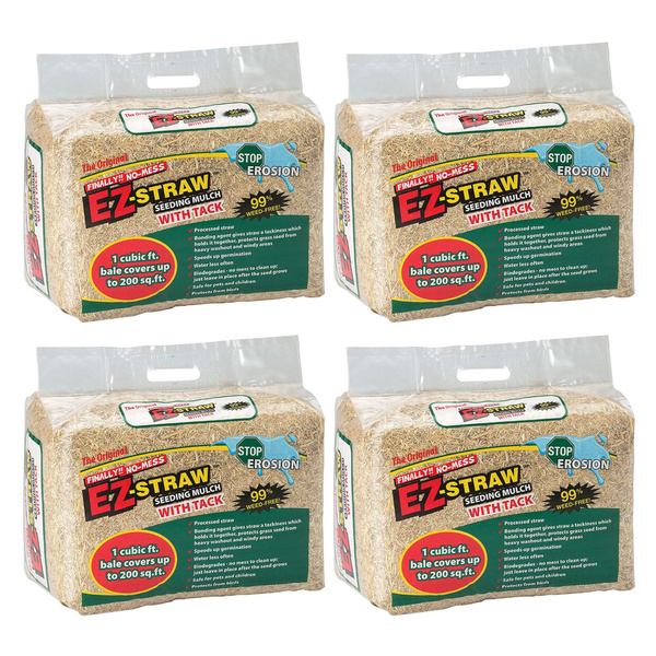 Rhino Seed EZ Straw 1 Cu Ft 200 Square Feet Seeding Mulch Bale w/Tack ...