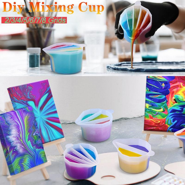 2-8girds Resin Silicone Split Cups Reusable Resin Mixing Cups Fluid Art ...