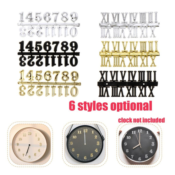 1 Set Clock Numbers Plate DIY Arabic Roman Numeral Mechanism Wall Clock ...