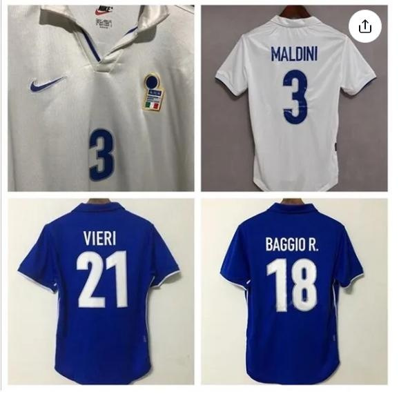 1998 World Cup Retro version Italy BAGGIO R Soccer Jersey 98 VIERI DEL ...