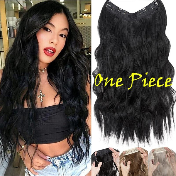 S-noilite Natural Wavy Invisible Wire Hair Extensions with Transparent ...