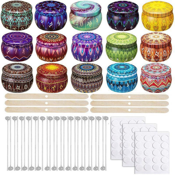 135 Pcs/Set Candle Making Kit ,15 Pcs 2.5oz Candle Tin Round Containers ...