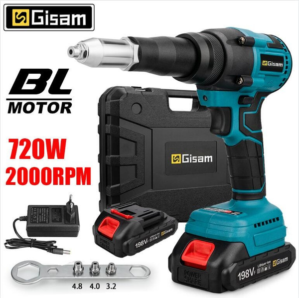 2 Battery Electric Cordless Rivet Gun Brushless Automatic Rivet Nuts ...