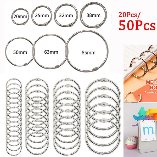 20/50pcs 20-85mm Silver Metal Loose Leaf Book Binder Hinged Rings ... 20/50pcs 20-85mm Silver Metal Loose Leaf Book Binder Hinged Rings ...