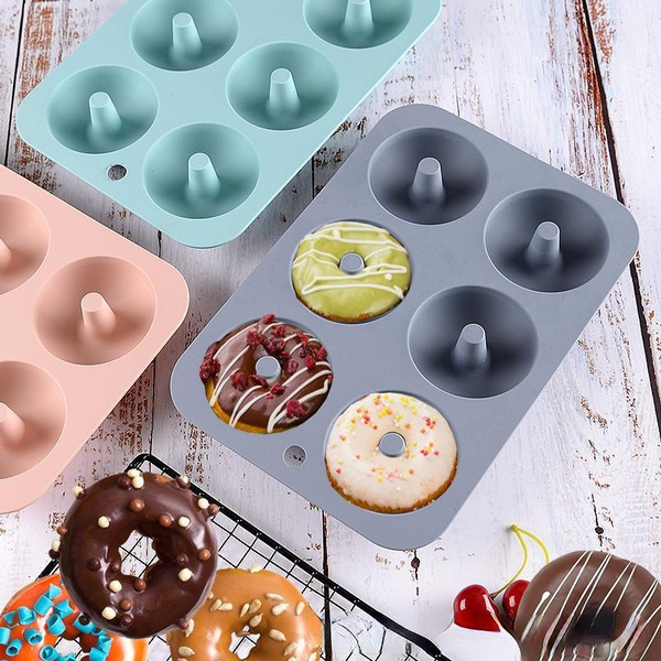 6 Cavity Donut Baking Pan, Silicone Donut Mold, Non-Stick Mold, Bake ...