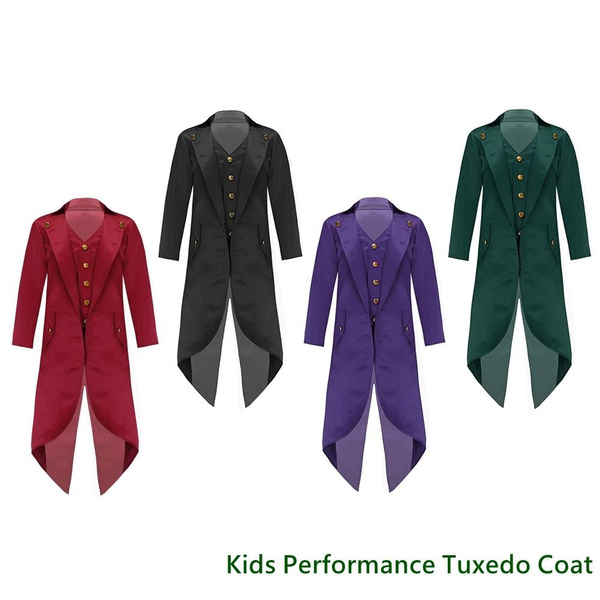 Kids Girls Boys Stage Costume Medieval Renaissance Steampunk Tailcoat ...