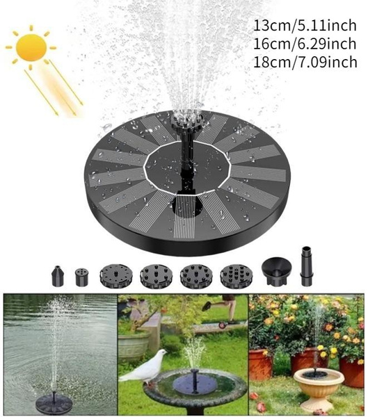 Solar Fountain Pump with 6 Nozzles Free Standing Water Pump Floating ...