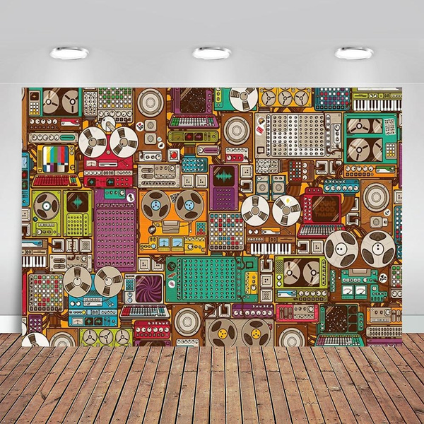Retro Wall Radio Backdrop Music Boombox Tape Backdrops 80s Nostalgic ...