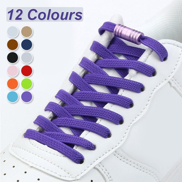 Metal Lock Elastic Shoelaces No Tie Shoe Laces for Kids and Adult ...