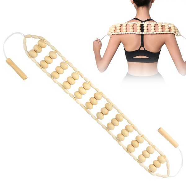 Handmade Lotus Wood Back Massage Roller Rope Wood Therapy Cellulite