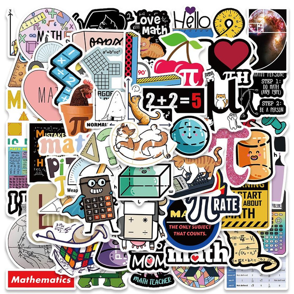 50pcs Cute Cartoon Classroom Students Math Stickers For Laptop Water ...