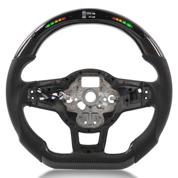 Carbon Fiber LED Lights Display Steering Wheel Perforated Leather ...