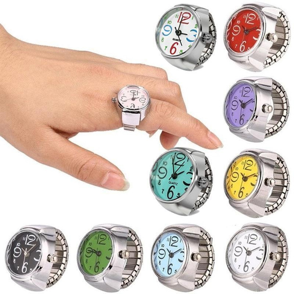 Men Women Creative Round Elastic Quartz Finger Ring Watch | Wish