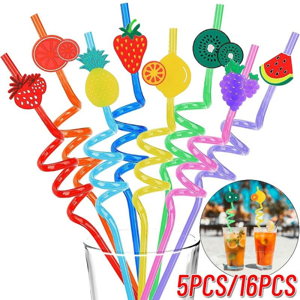 5PCS/16PCS Reusable Crazy Straws for Kids, Silly Twisty Plastic ...