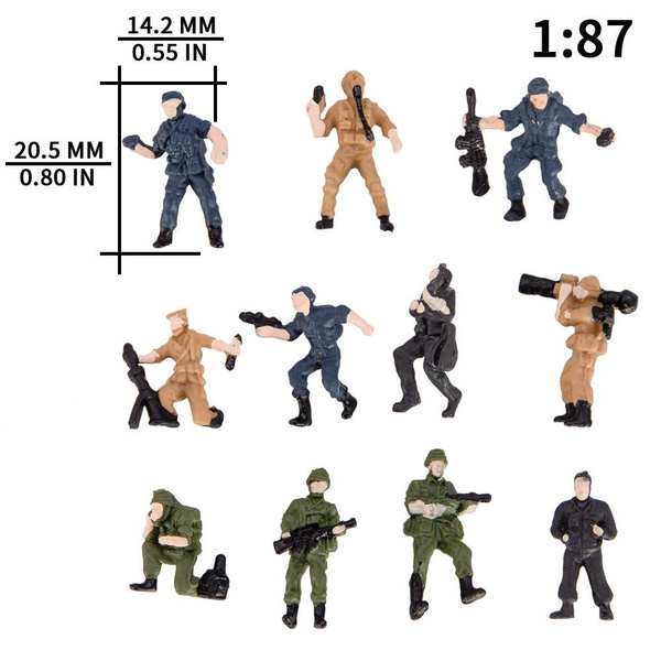 1:43 1:87 HO Scale Miniature Soldier Model Military Scene Warrior ABS ...