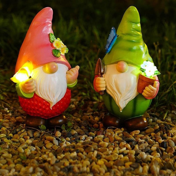 Watermelon Faceless Dwarf Sculpture Resin Solar Lamp Ornaments Outdoor ...