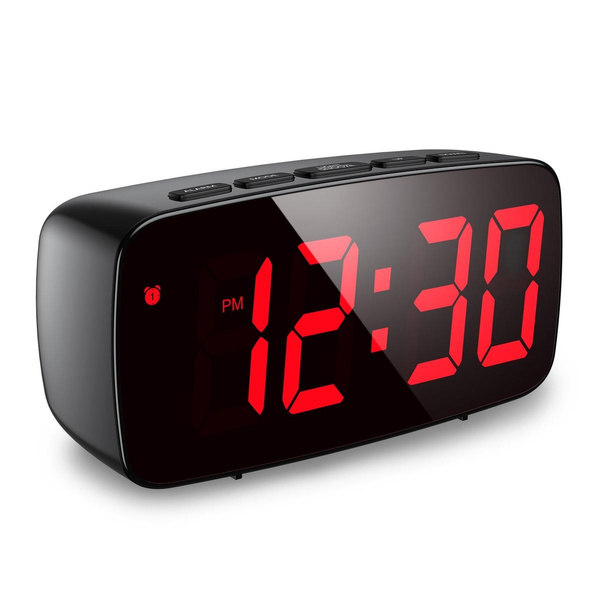 Alarm Clock Digital LED Clock Voice Control Snooze Time Temperature ...