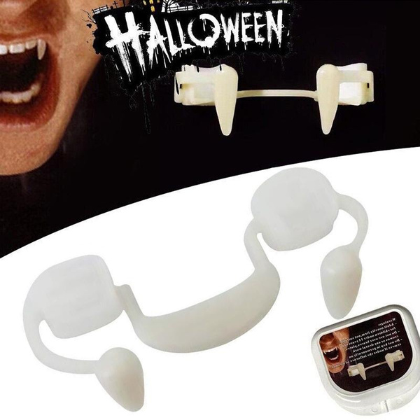 Retractable Vampire Fangs Werewolf Teeth Halloween Cosplay Zombie Teeth ...