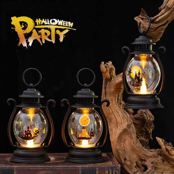 Halloween LED Pumpkin Lantern Ghost Lantern Light Hanging Horror Candle ...