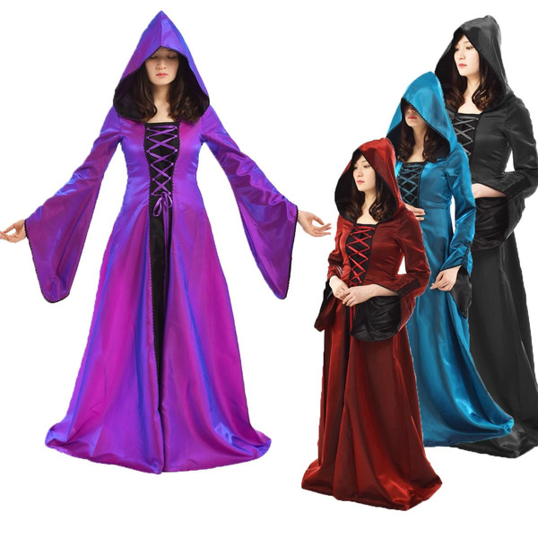 Medieval Women Victorian Ball Gown Lace-up Flare Sleeve Hooded Dress | Wish Medieval Women Victorian Ball Gown Lace-up Flare Sleeve Hooded Dress | Wish
