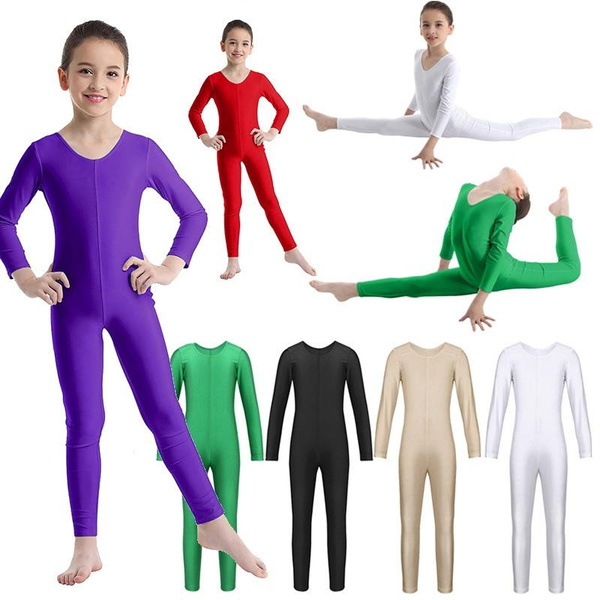 Ballet Dance Long Sleeve Unitard for Girls Gymnastics Leotard Jumpsuits ...