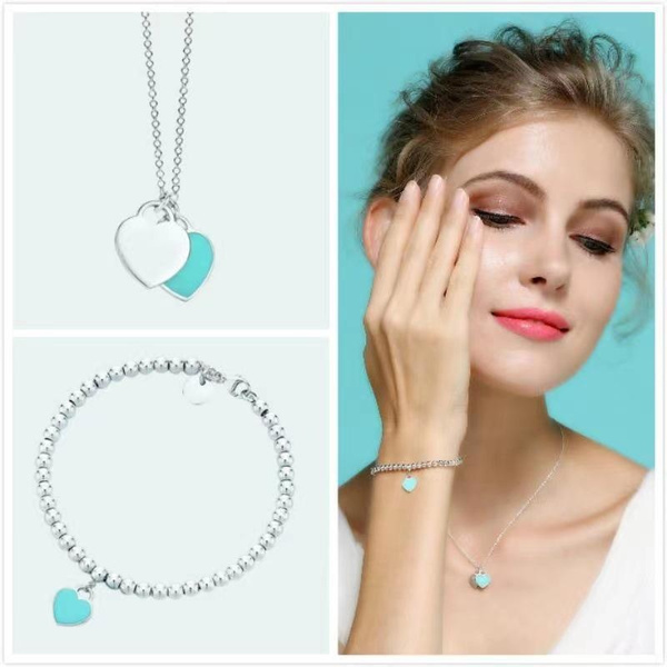 S925 Sterling Silver Heart Pendant Women's Jewelry Tennis Bracelet Y2K Women's Necklace ...