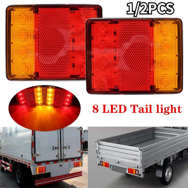 1/2Pcs 8Led Durable Car Truck LED rear tail light Lamp Brake Warning ...