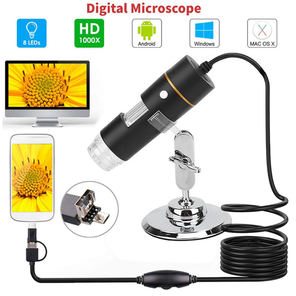300,000 Pixels Digital Microscope USB HD 1000X PCB Magnifier with 8 Led ...