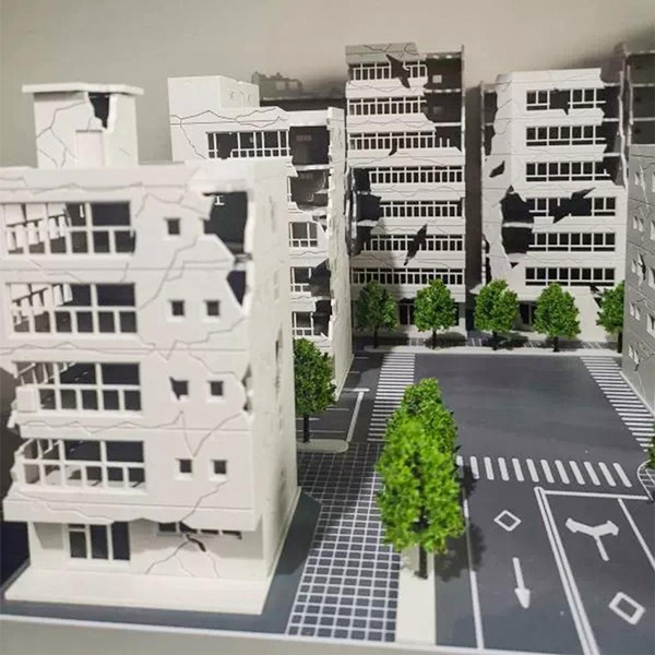 1:100 Scale Building Model Battle Damaged House Assembly Toys Military ...