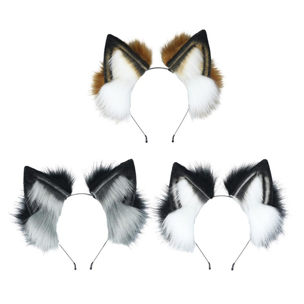 Adult Teens Halloween Foxes Ear Shape Headband Plush Hair Hoop Makeup ...